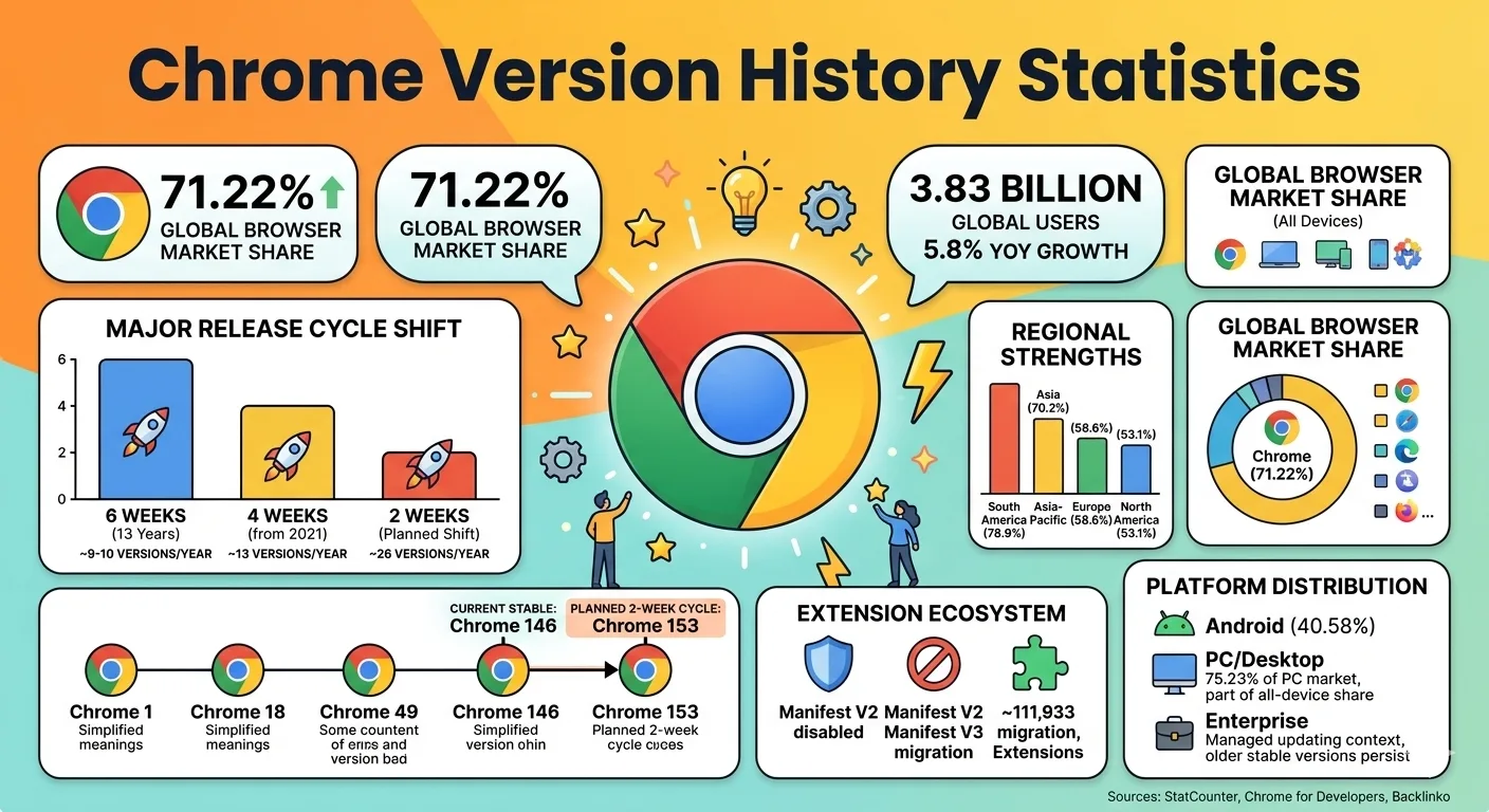 Chrome Version History Statistics 2026